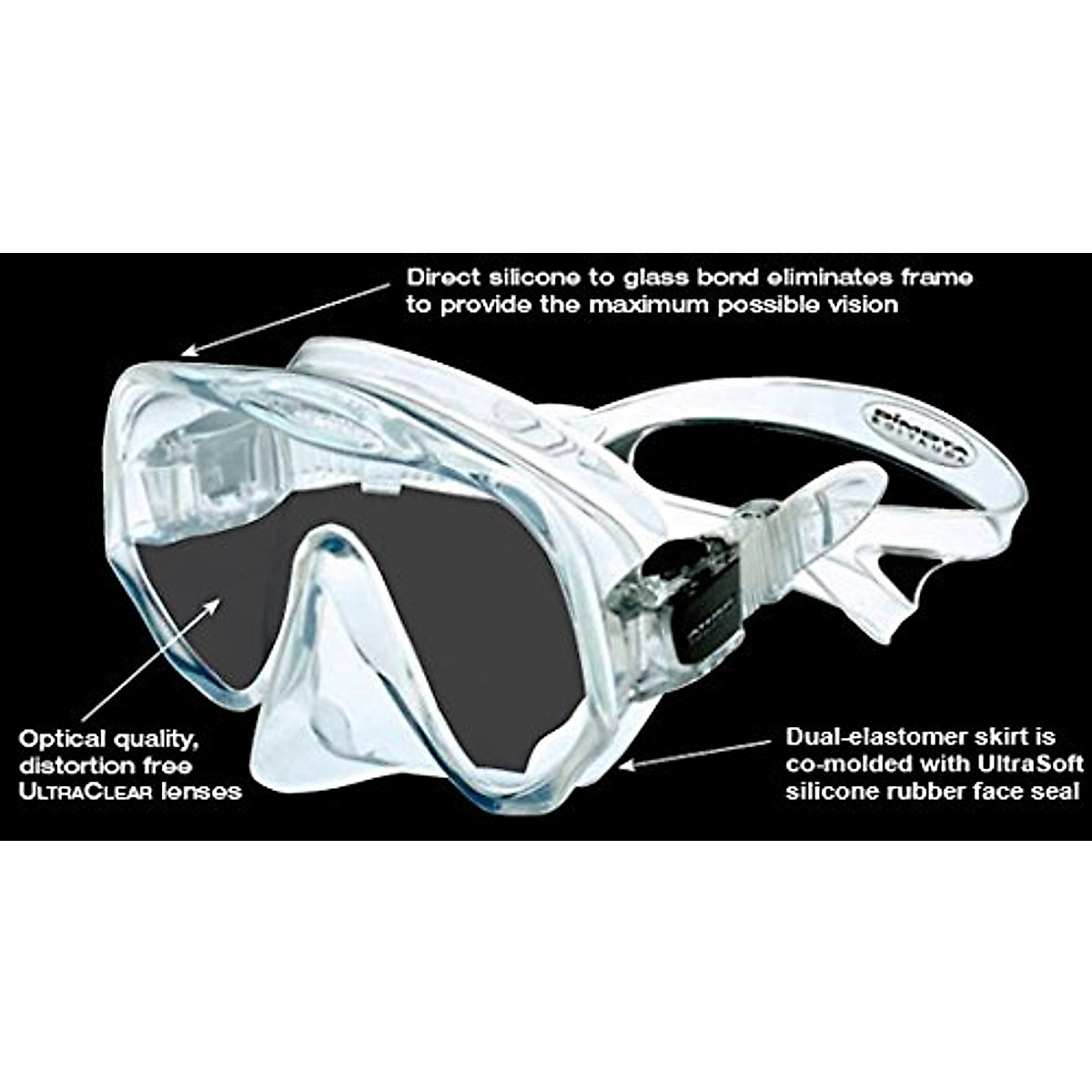 Atomic Aquatics Frameless Mask for Scuba Diving and Snorkeling, Black, Standard Fit