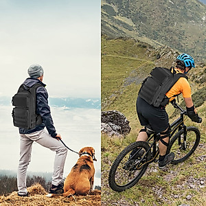 Tactical Hydration Pack Backpack, Military Molle Water Backpack for Hiking Running Cycling Climbing Hunting Fishing(No Water Bladder Included) (Black camo)