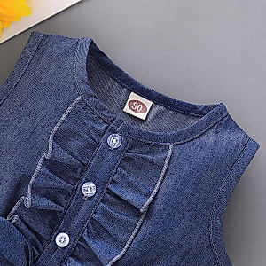 Kucnuzki 12 Month Girl Clothes Toddler Girl Princess Dresses Short Sleeve Girls Denim Skirt Baby Summer Swing Dress Outfits 12-18 Months(Flower+Black)