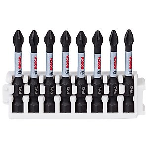 Bosch Professional 8pcs. Screwdriver Bit Set Phillips (Impact Control, PH2 Bits, Length 50 mm, Pick and Click, Accessory Impact Drill)