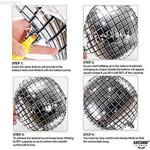 KatchOn, Silver Disco Ball Balloons - 22 Inch, Pack of 12 | Disco Bachelorette Party Decorations | 4D Sphere Disco Balloons for Disco Party Decorations | Disco Ball Decor, Dance Party Decorations