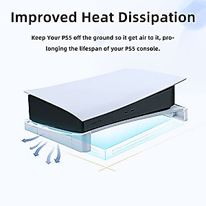 Mcbazel Horizontal Stand for PS5, Base Stand Accessories Compatible with Playstation 5 Disc & Digital Editions - White