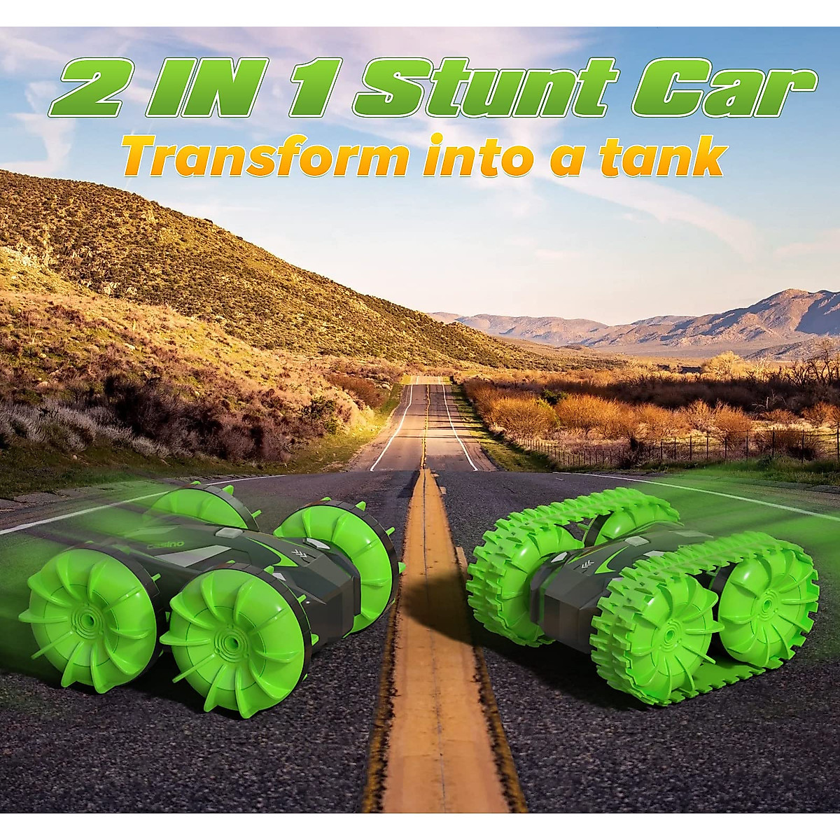 MAVREC Toys Amphibious Remote Control Car, Kids Toys for 6-12 Year Old Boys, 2.4GHz RC Cars with 360° Flip, 4WD Off-Road Waterproof RC Stunt Car, Christmas Birthday Gifts for Kids (Green)