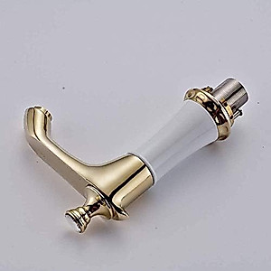 Kitchen Taps Faucet Basin Faucets Brass Golden Double Handle Sink Faucet Luxury 3 Holes Bathroom Basin Bathtub Taps Hot Cold Water Mixer