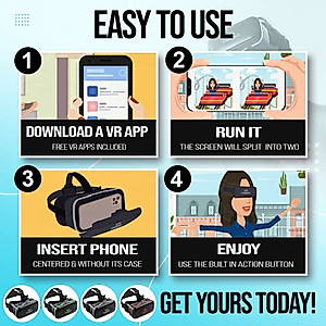 Video Glasses - VR Headset for Android Phones with Bulit in Button - for Kids | Grey 1