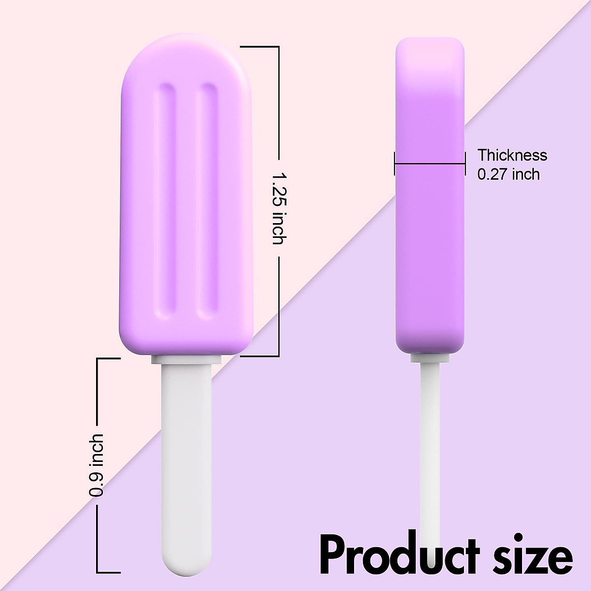 Chewies for Invisalign Aligner, 4 PCS Popsicle Silicone Chewies with Grip Handles, for Invisible or Metal Braces Aligner Munchies, 2 Grape Flavor and 2 Peach Flavor