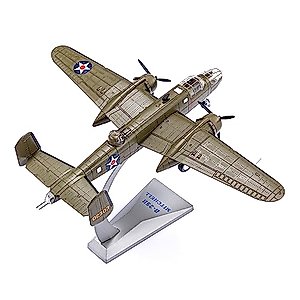 NUOTIE B-25B Mitchell Tokyo Raid 1/72 Bomber Metal Model Kits with Stand WWII Diecast Alloy Airplane Combat Plane Prebuild Military Aircraft Collection(Wispper)