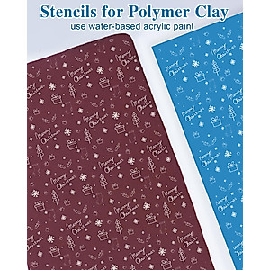 Puocaon Christmas Clay Silk Screen - 6 Design Resuable Clay Silk Screen Stencils for Polymer Clay, Christmas Sweater Polymer Clay Silk Sreen for Earrings, Christmas Ball Gift Silk Screen Stencil