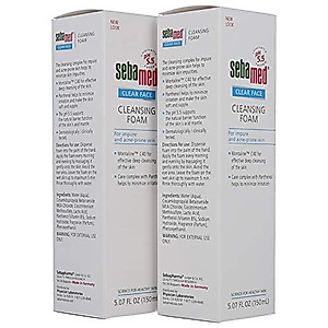 Sebamed Clear Face Cleansing Foam Gentle Face Wash for Impure Oily and Acne-prone Skin 5.07 Fluid Ounces (Pack of 2)