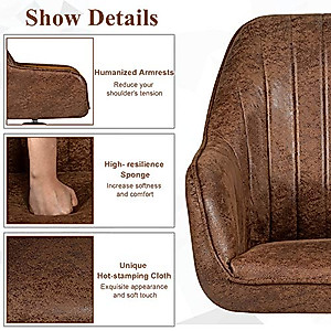 Giantex Stylish Swivel Home Office Chair, No Wheels but Swivel, Solid Wood Legs, Thick Felt Foot Pads, Modern Dining Armchair, Classy Accent Chair, Cute Writing Desk Chair for Small Space, Living Room