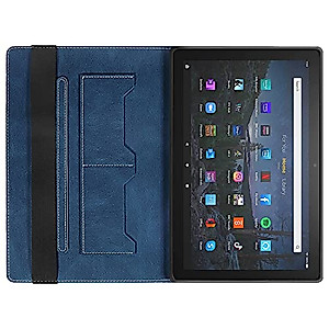 GUSARI Tablet PC case Compatible with Kindle Fire 7 Tablet Case 2022 12th PU Leather Case Protect Case Adjustable Fixing Strap Bracket Card Slot Shockproof Tablet PC Case Tablet Cover (Color : Blue)