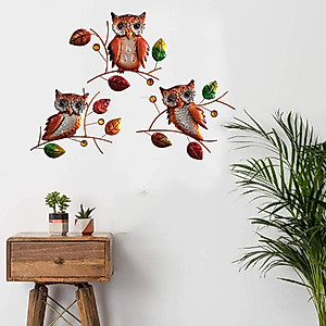JFRISING Metal Owl Wall Art Decor Outdoor Indoor Hanging Wall Sculpture Metal Decorations for Home Garden Bedroom Living room Bathroom , 3 Pack