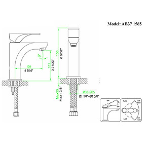 Dawn AB37 1565CPW Single-Lever Lavatory Faucet, Chrome & White (Standard Pull-up Drain with Lift Rod D90 0010C Included)