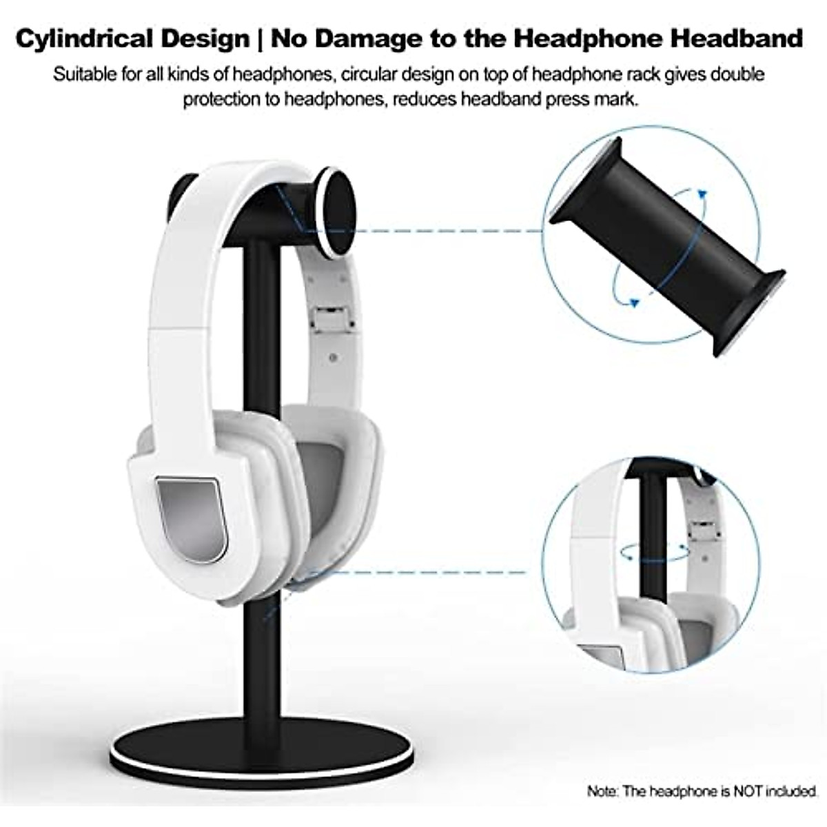 Headset Stand Durable Aluminum Alloy Headphones Holder Metal ABS Headphone Stand Detachable Stable Bracket Headphone Stand (Color : Black, Size : 10 * 10 * 23cm)