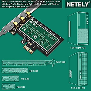 NETELY Wireless Dual Band 900Mbps PCI Express (PCIE) WiFi Adapter for Windows 7, 8.x, 10, 11 32/64bit and Linux Desktop PCs, PCIE WiFi Card, Qualcomm Atheros AR938X Wireless Network Adapter (NET-N900)