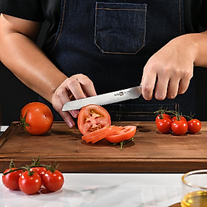 Klaus Meyer Stahl High Carbon Exclusive German Steel 6 inch Utility Serrated Knife (Black)