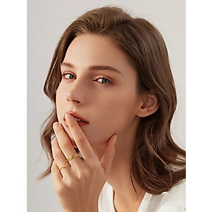 OPFIV 10Pcs 14K Gold Plated Stacking Rings for Women Teen Cubic Zirconia Wave Knot Love Heart Stackable Thin Gold Ring Plain Statement Band Promise Eternity Bands Ring Comfort Fit Size 6-9