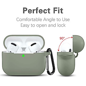 Lerobo Compatible with AirPods Pro Case Cover,Soft Silicone Protective Cases Cover Skin Designed for Apple AirPod Pro Charging Case Women Men with Keychain Front LED Visible,Army Green