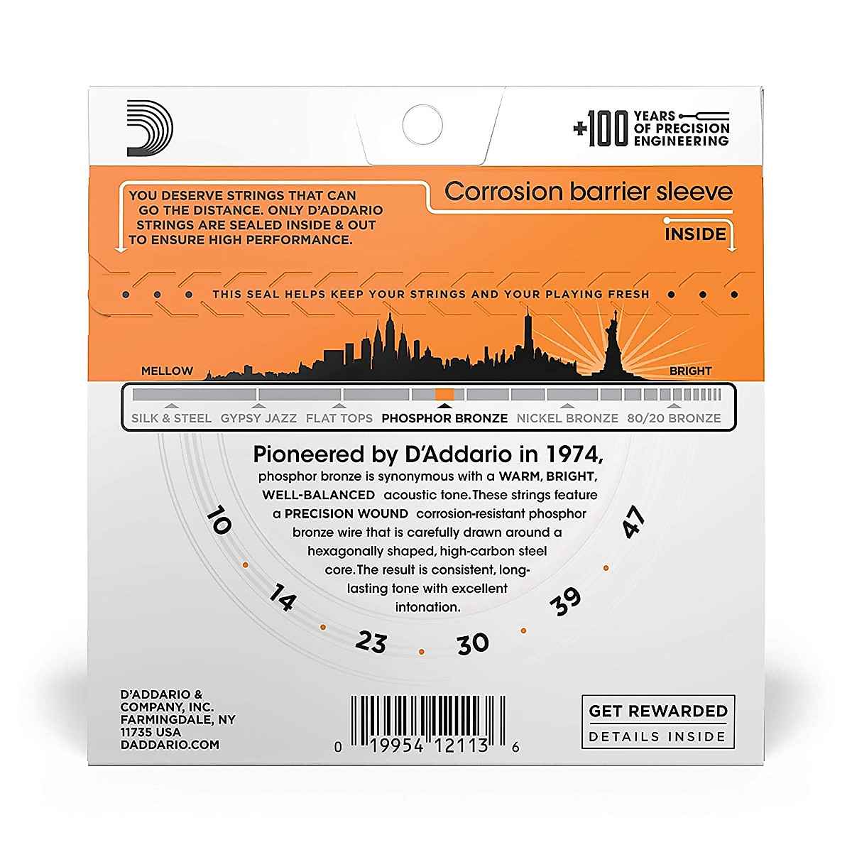 D'Addario Phosphor Bronze Acoustic Guitar Strings - Extra Light | EJ15