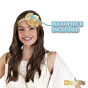 Kangaroo Greek Goddess Dress with Gold Leaf Headpiece I Perfect for Greece Dress Up Halloween Fairy Cosplay Athena Costume