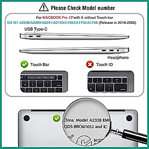 EooCoo Compatible with 2023 2022 M2 MacBook Pro 13 inch Case 2021-2016 Release M1 A2338 A2289 A2251 A2159 A1989 A1706 A1708 Protective Hard Case with Keyboard Cover, Screen Protector - Crystal Clear