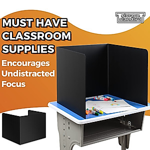 4-Pack Desk Dividers for Students - Durable & Waterproof Plastic Study Carrel Divider, Classroom Folders Teacher Supplies, Easy-to-Clean Plastic Privacy Shield Folder Boards for Student Desks, Black