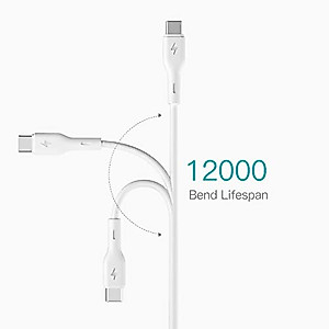 COBOSSIN USB C Cable, 1.6ft Type C Charger Premium TPE USB Cable, USB A to Type C Charging Cable Fast Charge,White