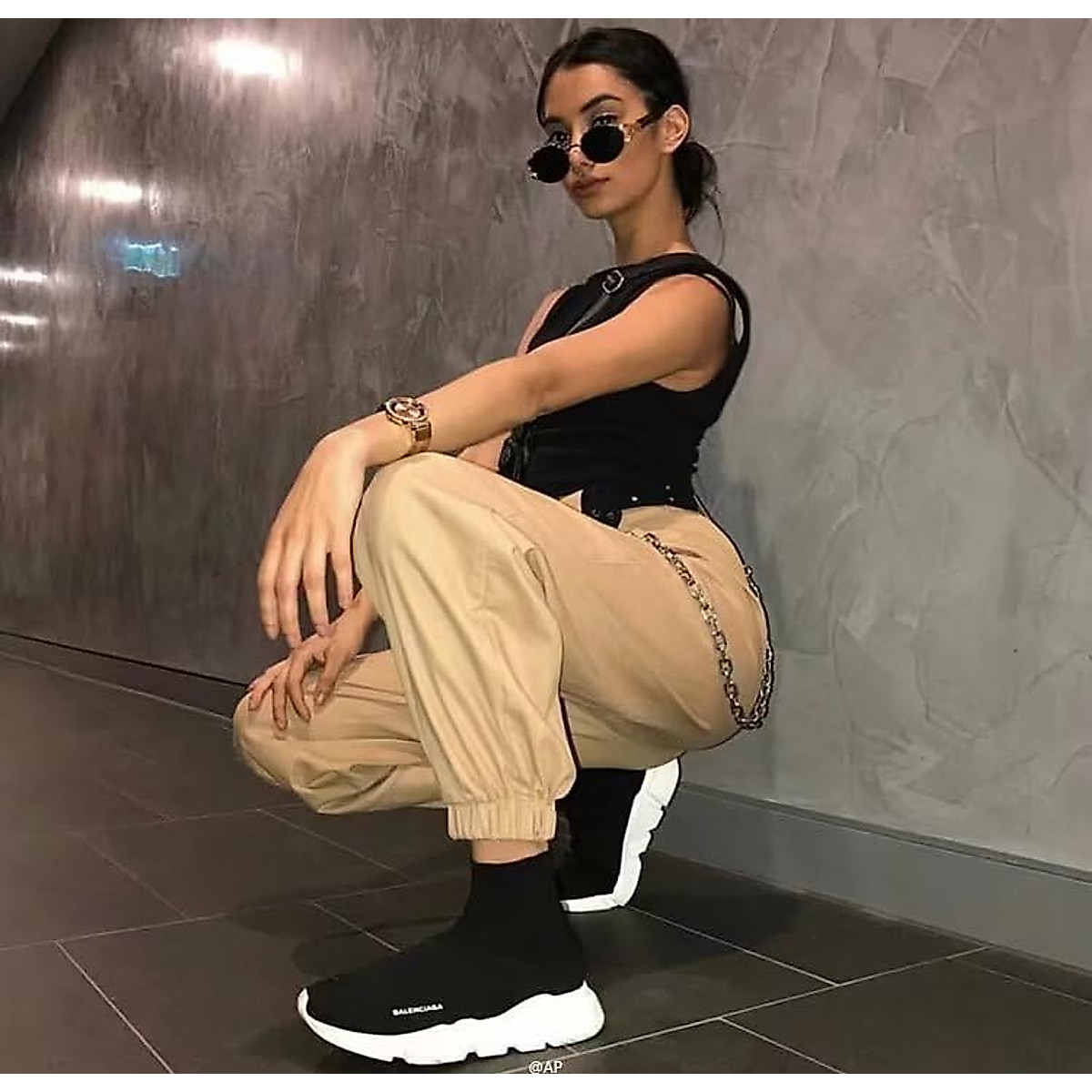 Women's Fashion High Waisted Cargo Harem Casual Pants Trendy Waist Brace Straight Leg Trouse with Pockets