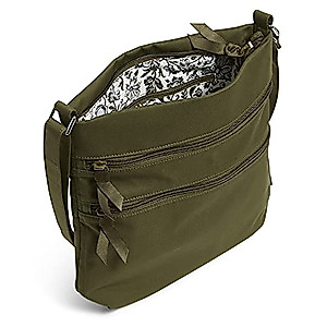 Vera Bradley Women's Cotton Triple Zip Hipster Crossbody Purse, Climbing Ivy Green, One Size