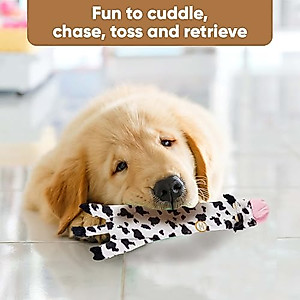 SPOT Skinneeez Crinklers | Stuffless Dog Toys with Squeaker For Small Dogs | Crinkle Toy For Small Puppies | 23" | Cow Design | By Ethical Pet