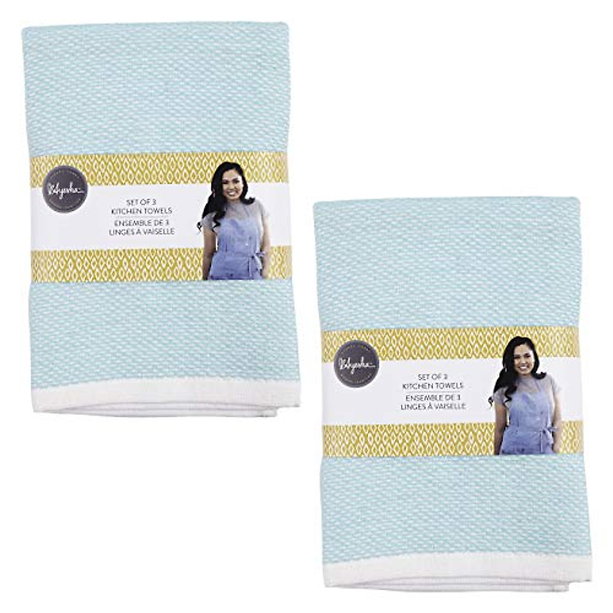 KAF Home Ayesha Curry Mixed Utility Kitchen Towel Set | Set of 6 Mixed Terry Kitchen Towels | Absorbent Kitchen Towels Perfect for Spills, Drying Dishes, Cooking, and Any Household Mess - Aqua
