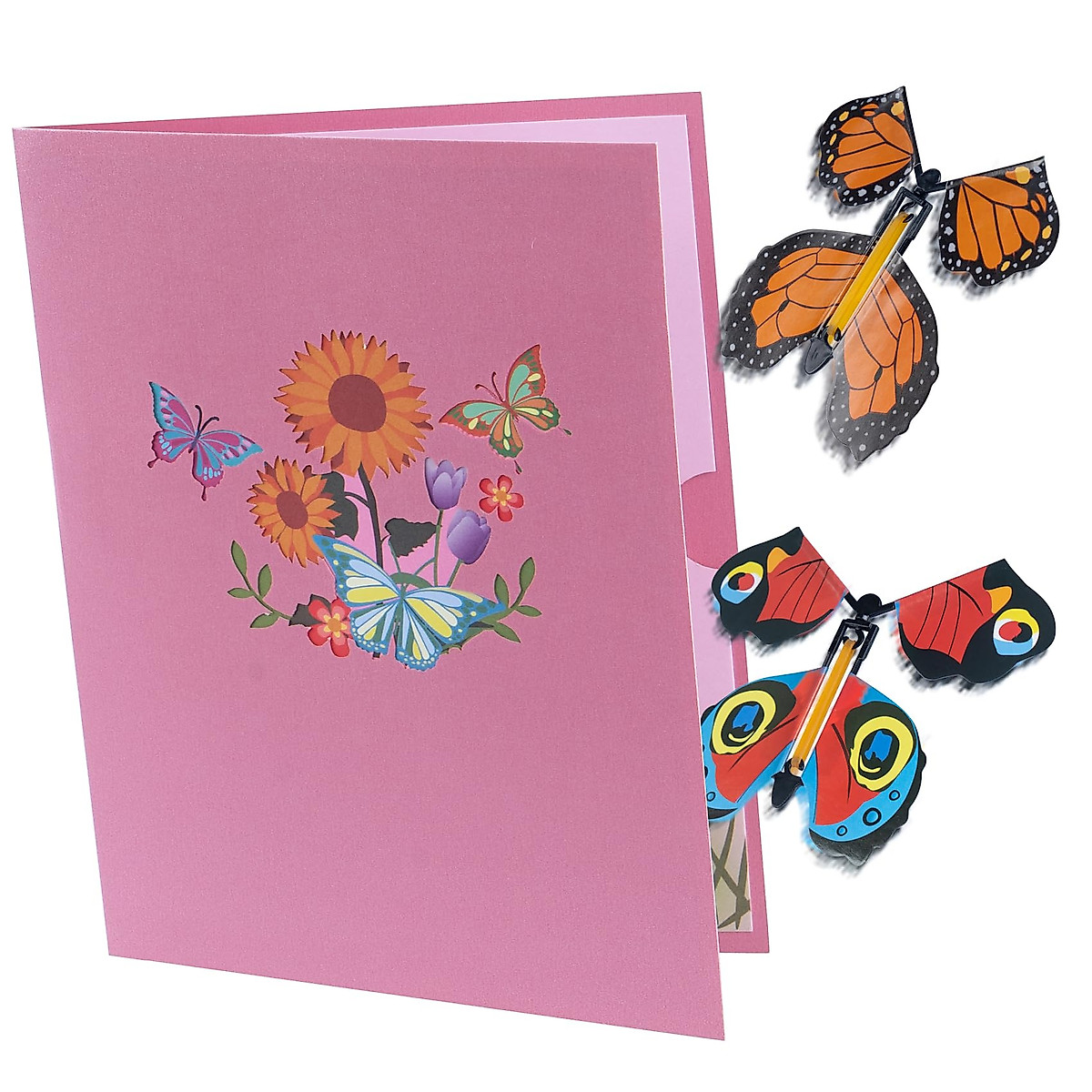ilauke Pop Up Cards, 3D Butterfly Pop Up Cards, Greeting Cards with Magic Flying Butterfly&Envelopes, for Mothers Fathers Teachers Day Birthday Valentine's Anniversary Thank You Day