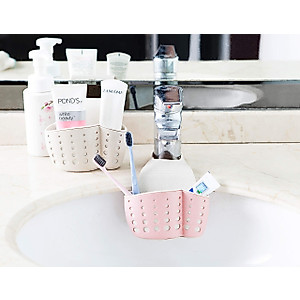 Hanleydepot sink caddy sponge holder for kitchen sink faucet hanging caddy organizer for sponge, brush, soap and towel Blue