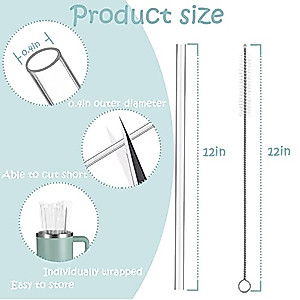 6 Pack Replacement Straws for Stanley Adventure Travel Tumbler, Individually Packaged Reusable Straws Plastic Straws with Cleaning Brush Compatible with Stanley Cup 40 oz, Long Straws for Stanley Cup