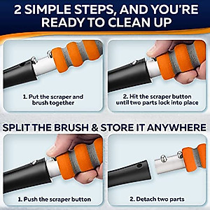 27" Snow Brush and Snow Scraper for Car, Ice Scrapers for Car Windshield with Foam Grip for Cars, SUV, Trucks - Detachable Сar Scraper - No Scratch - Heavy Duty Handle, Snow Broom, Remover, Orange