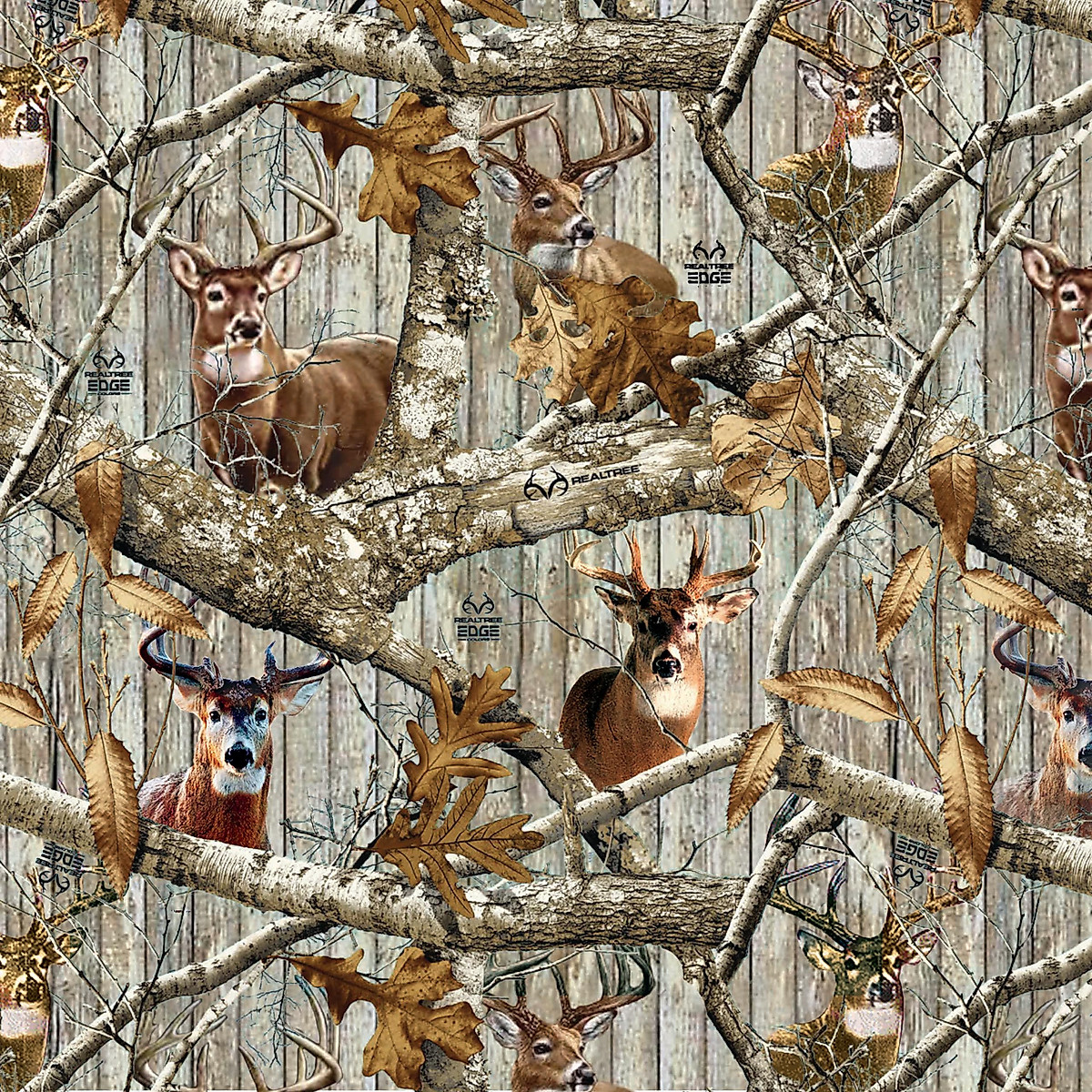 Sykels Realtree Plank Collection Cotton Quilting Panel and Fabric by The Yard (10521-Realtree Plank Deer Branches Cotton)