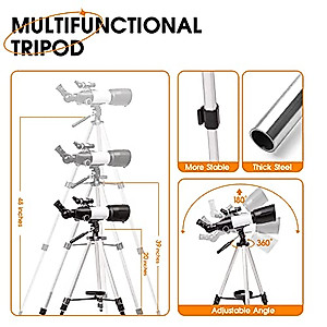 Telescope 70 mm Aperture 400 mm Refractor Astronomical Portable Telescope for Kids Adults Beginners with Tripod Phone Adaptere Carrying Bag and Wireless Remote