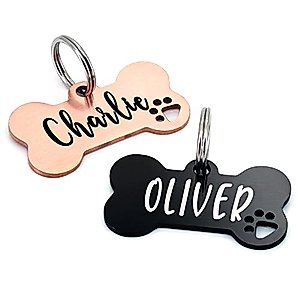Ultra Joys Stainless Steel Pet ID Tags, Personalized Dog Tags Engraved for Pets On Both Sides, Dog Bone Tag, Customized Dog Tags and Cat Tags, Dog ID Tag for Dogs (Small, Black)