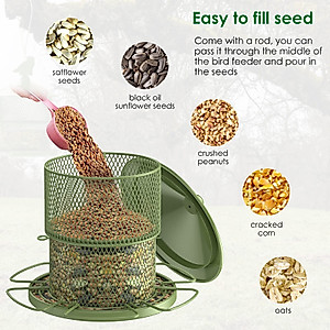 Outdoors Hanging Metal Bird Feeder: Digipettor 4 lbs Large Capacity Mesh Squirrel-Proof Wild Bird Seed Feeder for Garden Yard Outdoors Decoration, Green