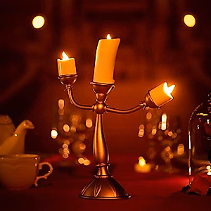 Beauty and The Beast Lumiere Candelabra Lamp, 12.6 inch Beauty and The Beast Lumiere Statue, for Wedding Table and Christmas Party Home Decoration