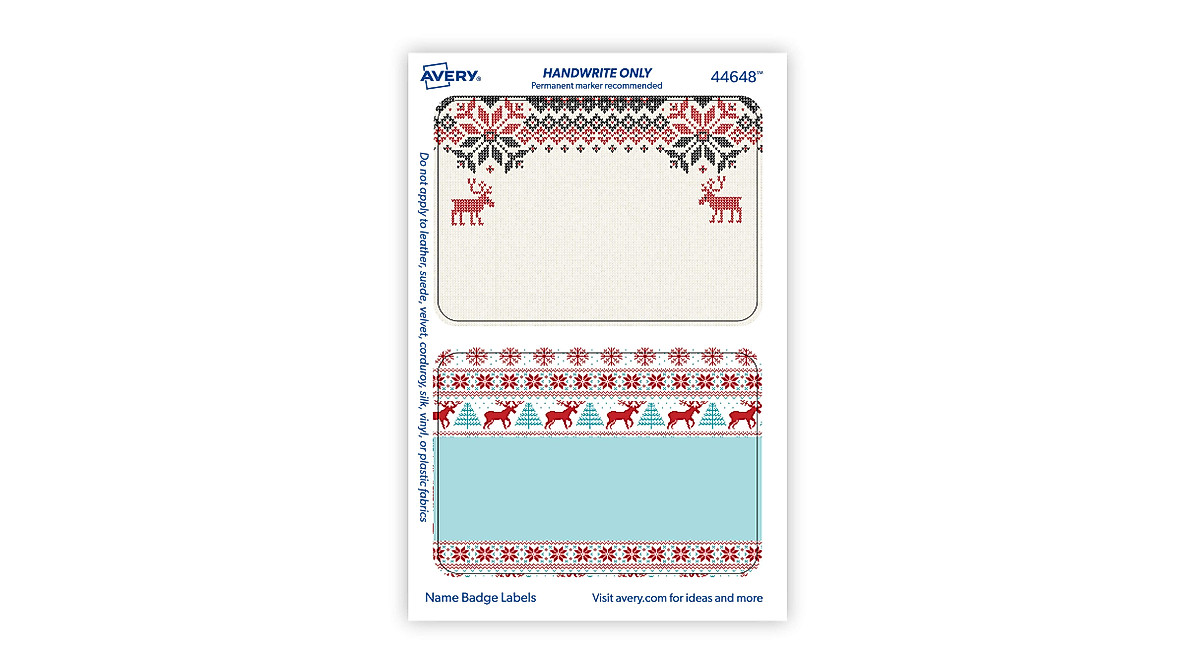 Avery Ugly Sweater Name Tags for Christmas Parties - 36 Pack