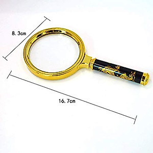 SFMZCM Magnifying Glass Handheld Old Man Reading Professional Reading Metal Dragon Handle Optical high-Definition Jewelry Identification
