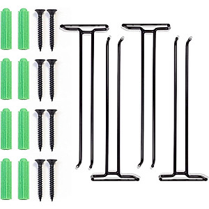 Wine Glass Rack, 11.8 Inch Black Wall Mounted Under Cabinet Wine Glass Holder Iron Wire Glasses Storage Hanger Organizer, Hanging Stemware with 8 Screws & 8 Tubes for Cabinet Kitchen Bar (4 Pack)