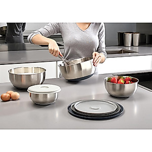 Joseph Joseph Nest 100 Prep & Store Mixing Bowl Set with Lids, 4-piece, Stainless Steel
