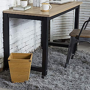 MyGift Brown Wood Design Waste Bin/Small Decorative Trash Can for Bedroom, Bathroom & Office