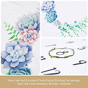 Baby Monthly Milestone Blanket Boy Girl - Succulent Plant Newborn Month Blanket Unisex Gender Neutral Personalized Shower Gift Boho Nursery Decor Photography Background Prop with Marker 51''x40''