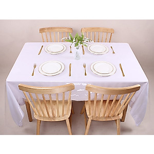 Kesfey Clear Tablecloth Protector 54 x 84 inch Waterproof Plastic Table Cloths Vinyl Rectangle PVC Table Covers Oil-Proof Spill-Proof Wipeable Transparent Dining Table Cloth for Kitchen Camping Party