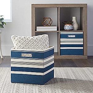 Deahun Better Homes & Gardens Fabric Cube Storage Bins (12.75" x 12.75"), Washed Indigo, 2 Pack (Indigo)