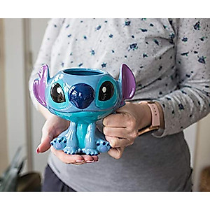 Disney Lilo & Stitch 3D Sculpted Ceramic Coffee Mug | Official Kitchen Accessories | Collectible Drinkware For Home Kitchen Bar Set | Holds 15 Ounces