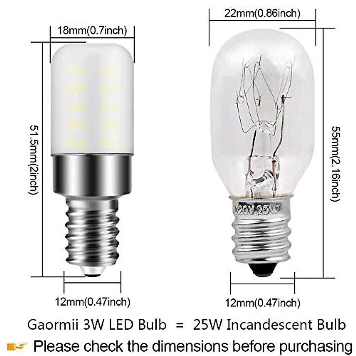 E12 LED Bulb 3W T6 E12 Candelabra Base C7 Bulb Warm White 3000K 120V 25W Incandescent Replacement for Chandeliers, Christmas Lighting, Ceiling Fan, Dryer Drum, Refrigerator, Night Light (6-Pack)